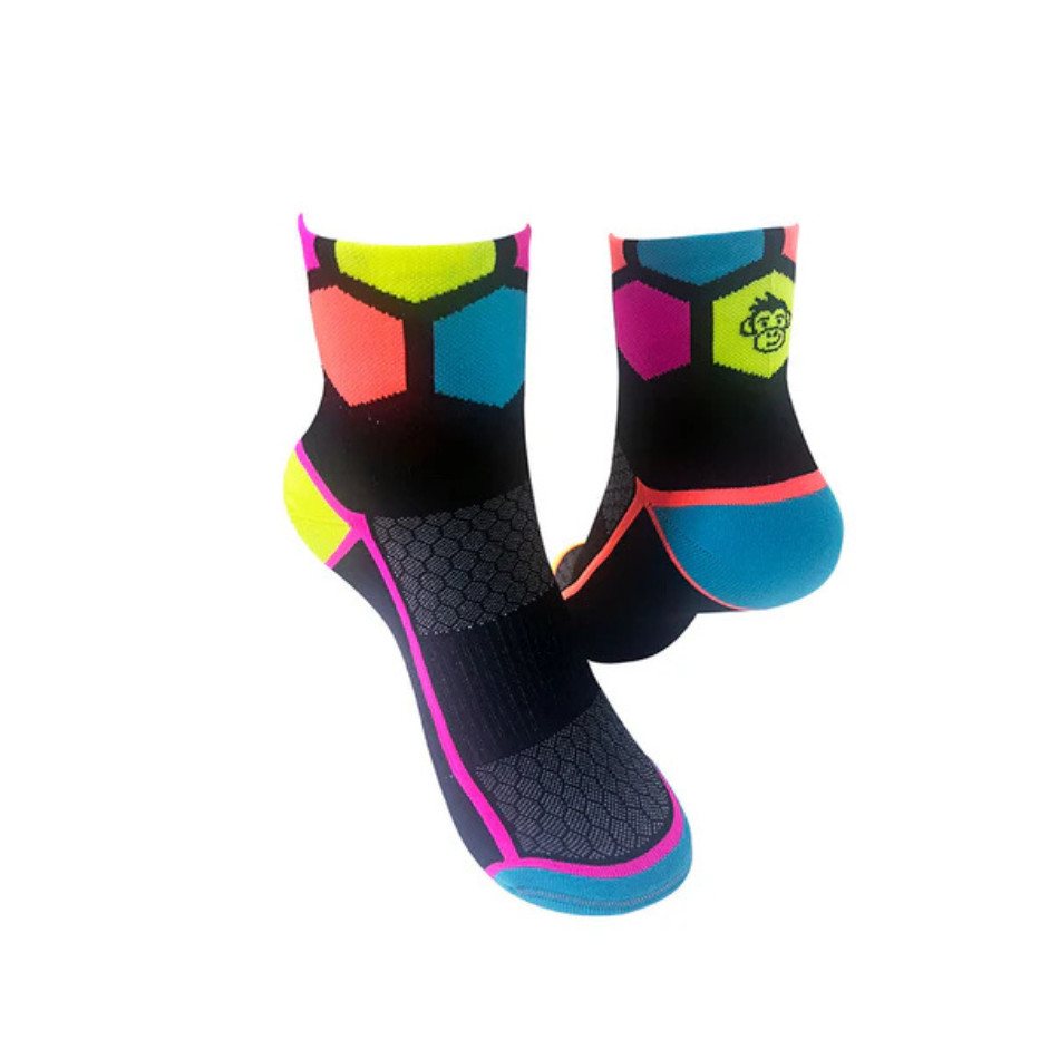 Monkey Sox Ultra Hex Sports Socks in Black Multi – Up & Running