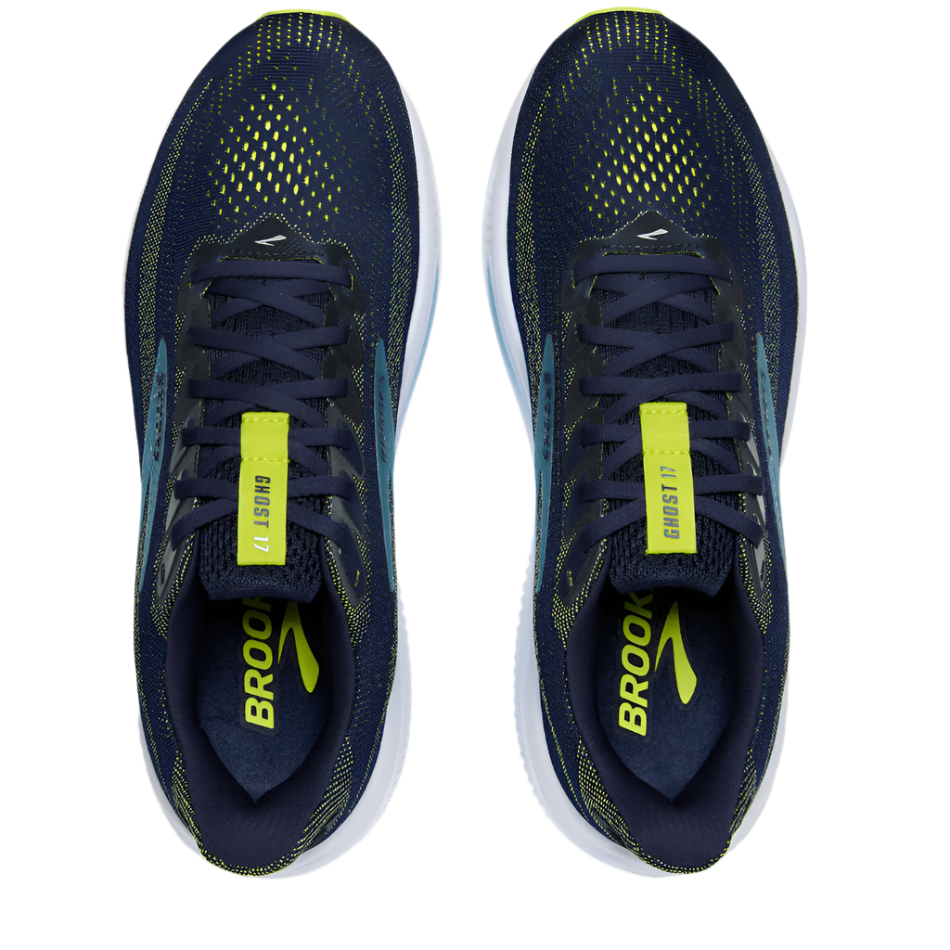 Brooks Men's Ghost 17 2E Wide Fit Running Shoes in Peacoat/Lime/Blue A ...